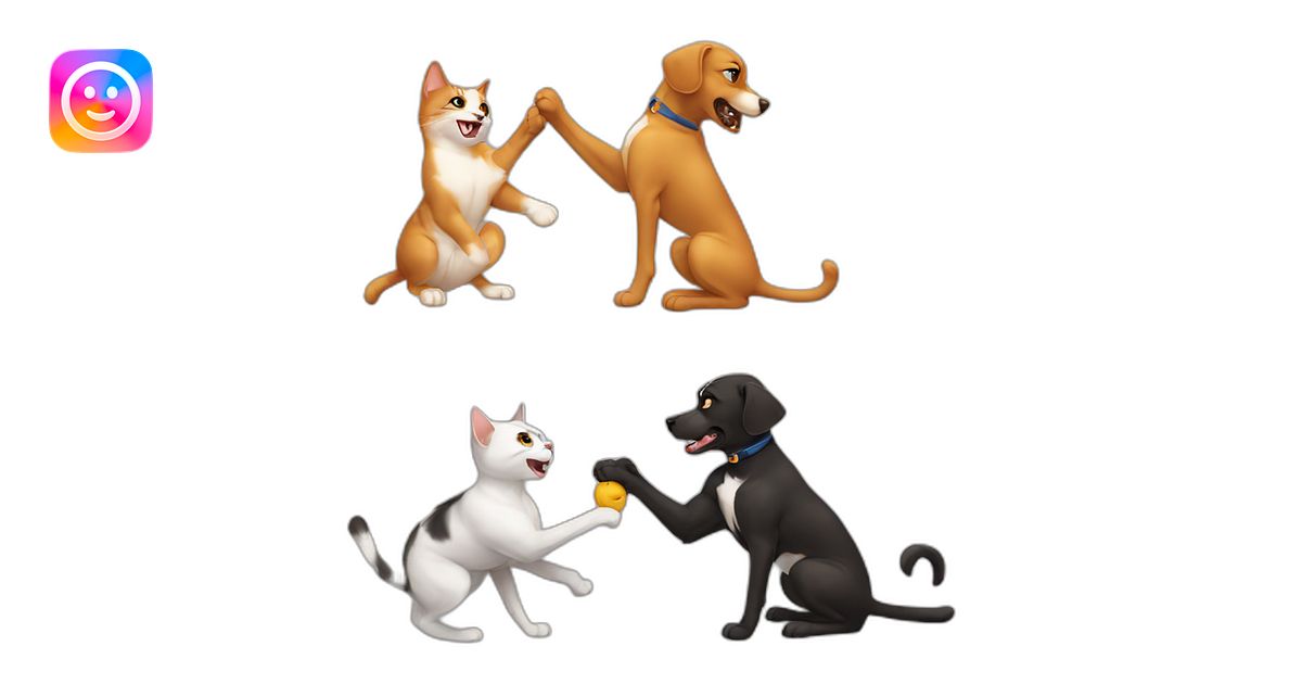 Cat fight a dog emoji | AI Emoji Generator