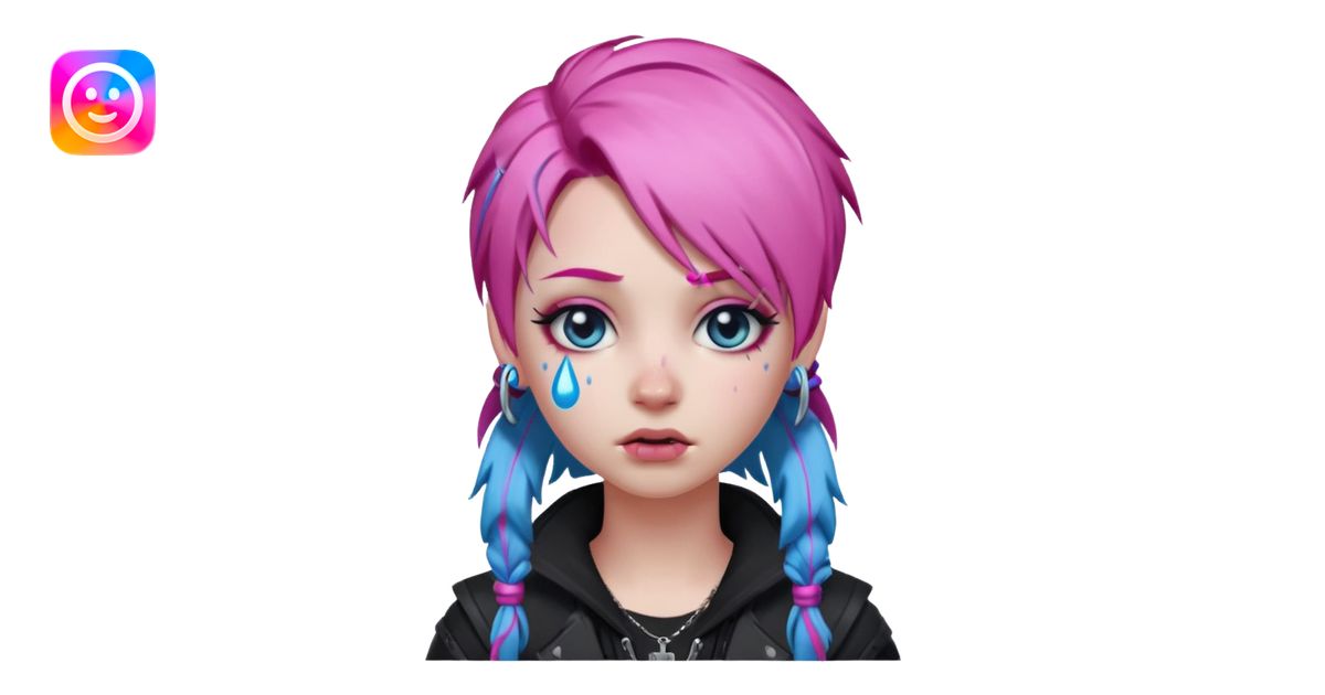 Twitch emoji style Haze from Fortnite crying with big blue tears, pink ...