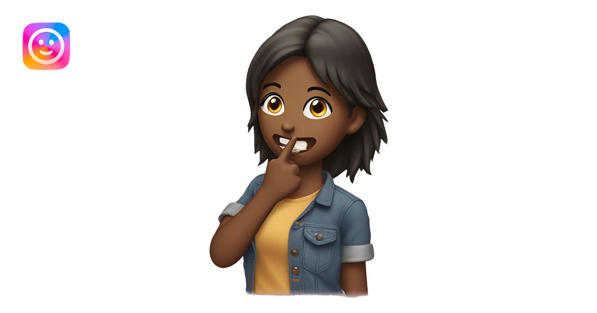 a girl biteing one finger cutley emoji | AI Emoji Generator