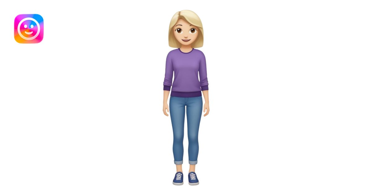 white woman dressed casually full body emoji | AI Emoji Generator