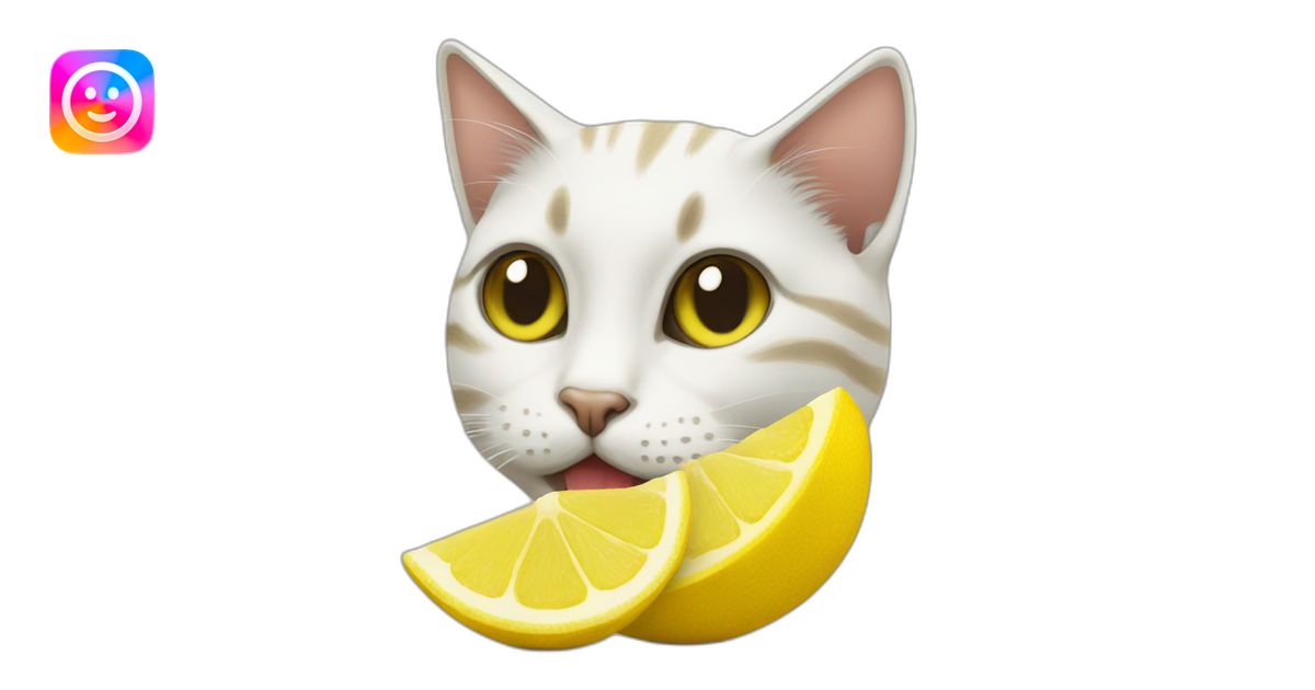 Cat eating a lemon emoji | AI Emoji Generator