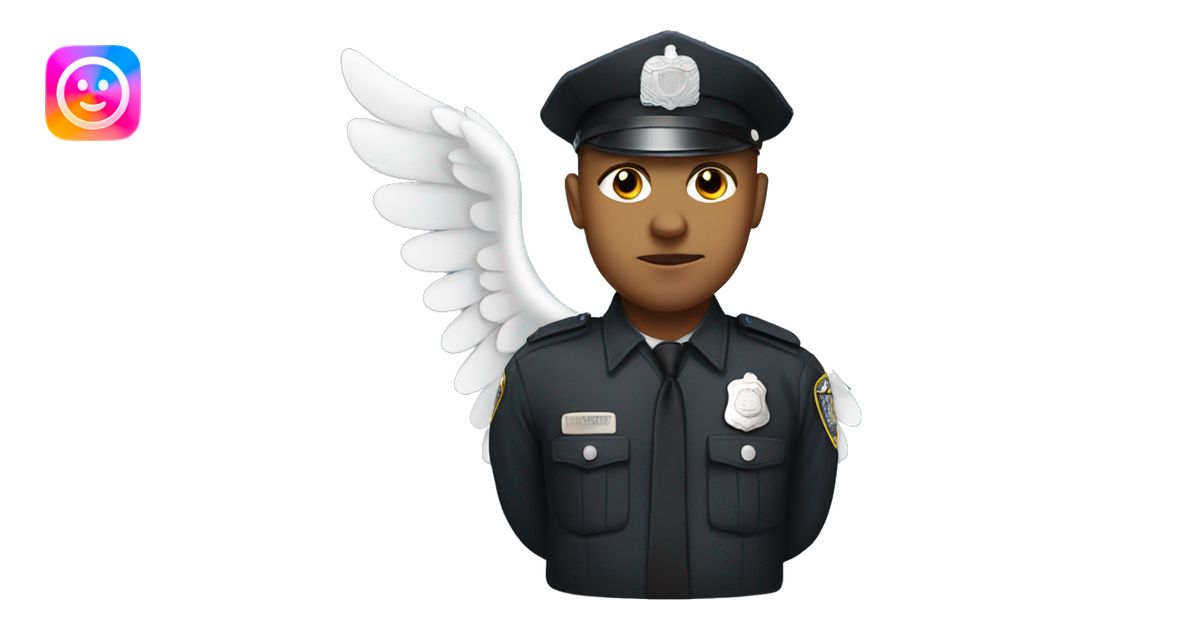 A White Police man with angel wings emoji | AI Emoji Generator