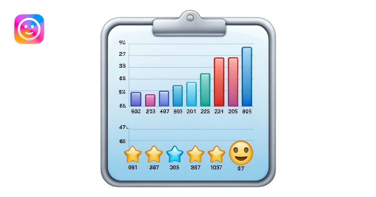 ios style emoji for report sheet consisting graph/ charts with sparkle ...