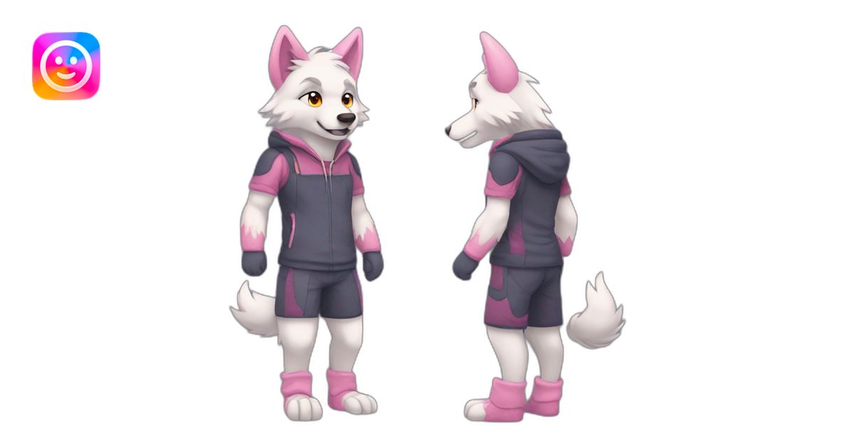 An full body furry anthropomorphic wolf in love rosy cheeks. Anthro ...