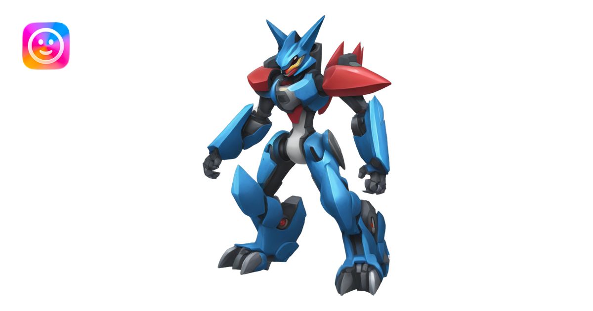 Lucario-Zoroark-medabot-Mecha full body emoji | AI Emoji Generator