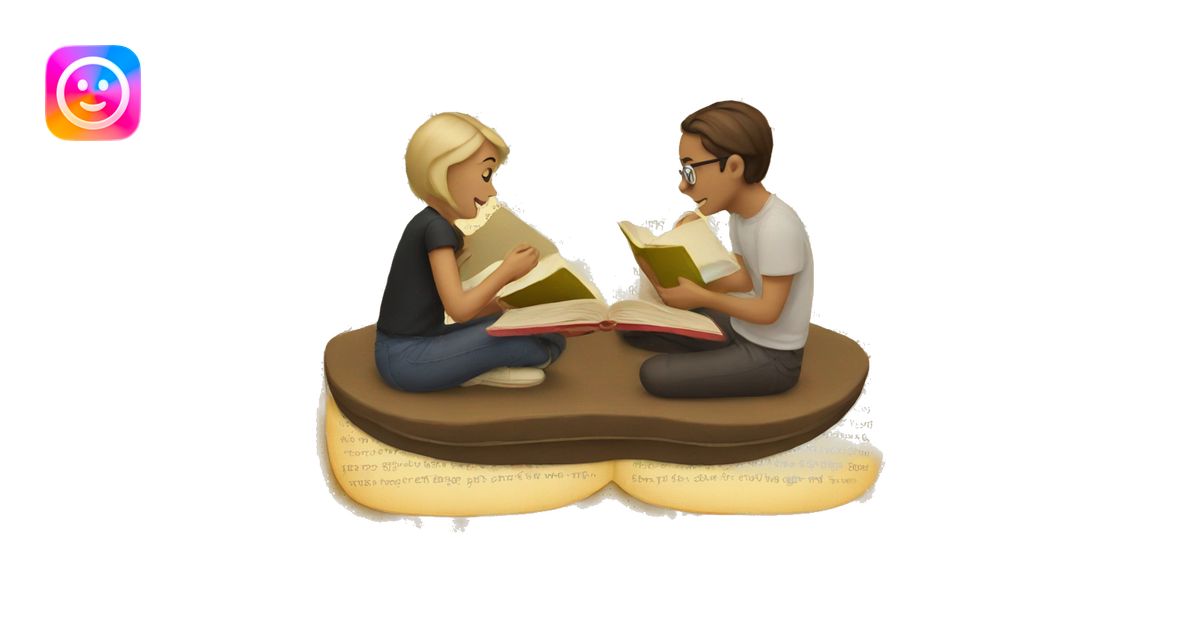 Two emojis reading a book emoji | AI Emoji Generator