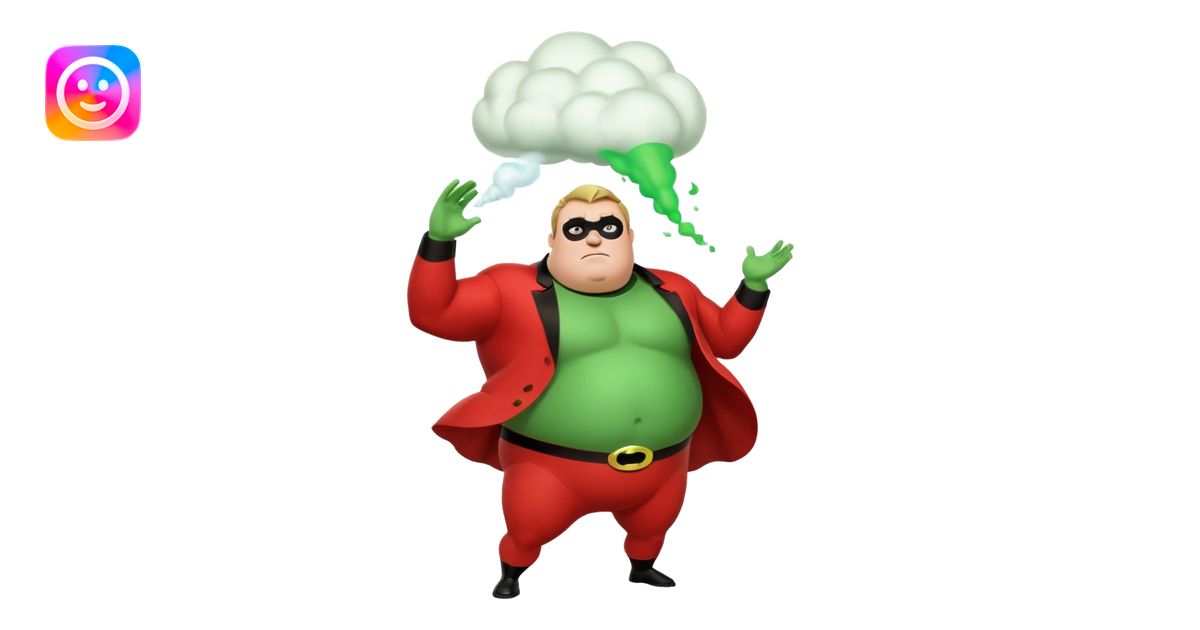 green fat mr incredible farting with giant green fart cloud emoji | AI ...