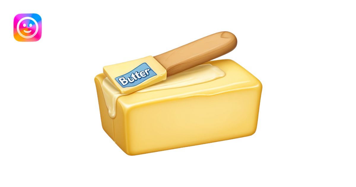 Create an image with butter and text in front that says butter emoji ...
