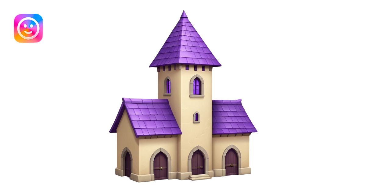 exile tower with purple roof and cream walls emoji | AI Emoji Generator