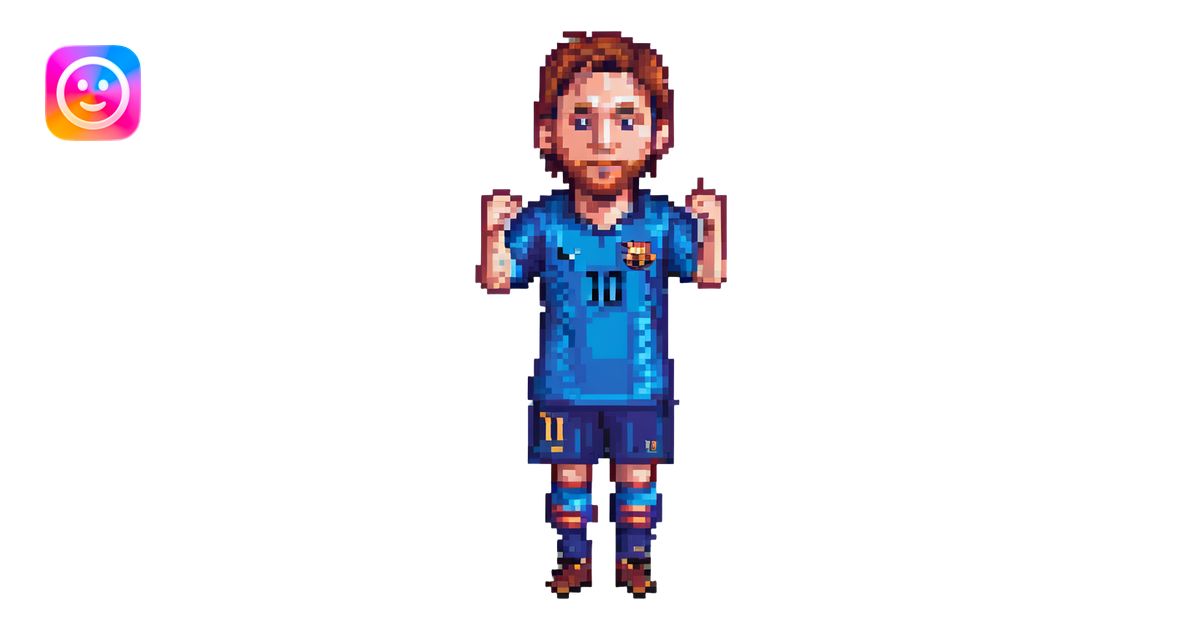 pixel art Lionel Messi celebrating a goal illustration | AI Emoji Generator