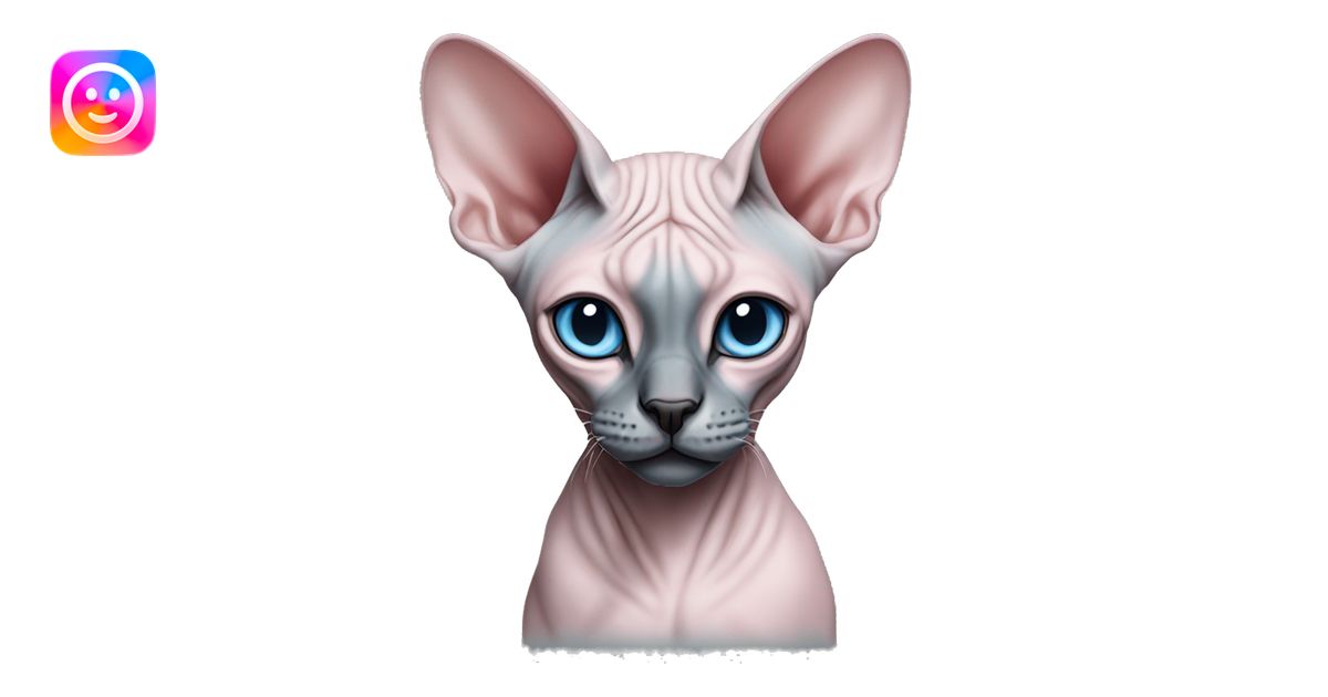 Pink and grey sphynx cat with blue eyes and black nose emoji | AI Emoji ...