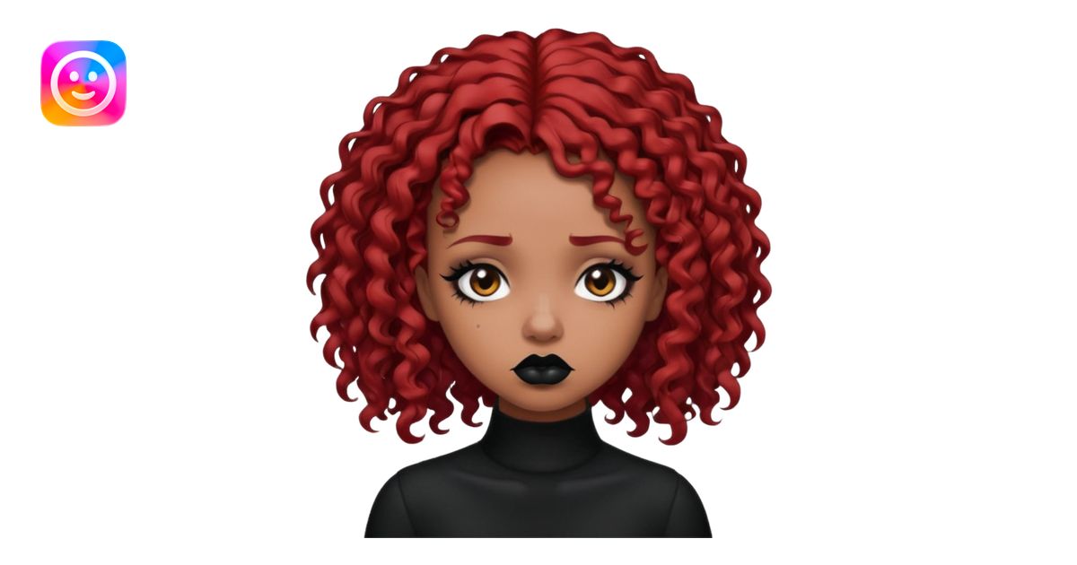 goth girl red hair cacheado médio pele parda, expressão triste emoji ...