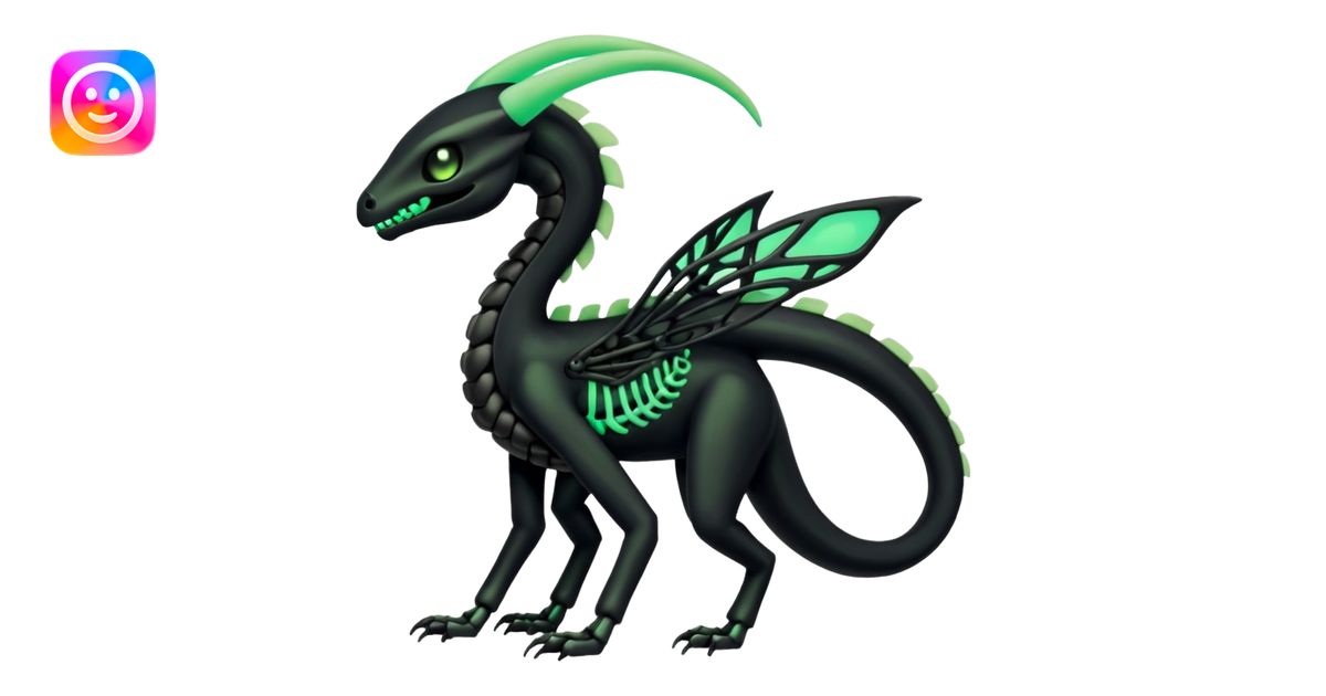 Obsidian-black and neon-glowing-green skeletal Meloetta-Salandit ...