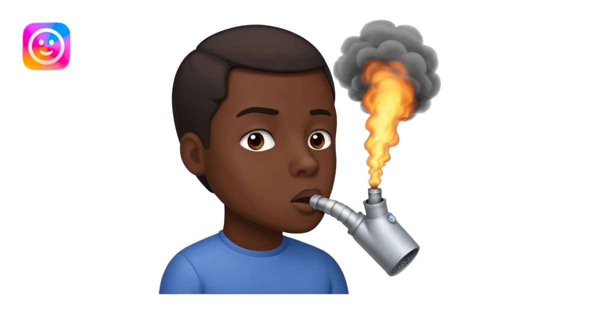 A face that inhales exhaust fumes with power emoji | AI Emoji Generator