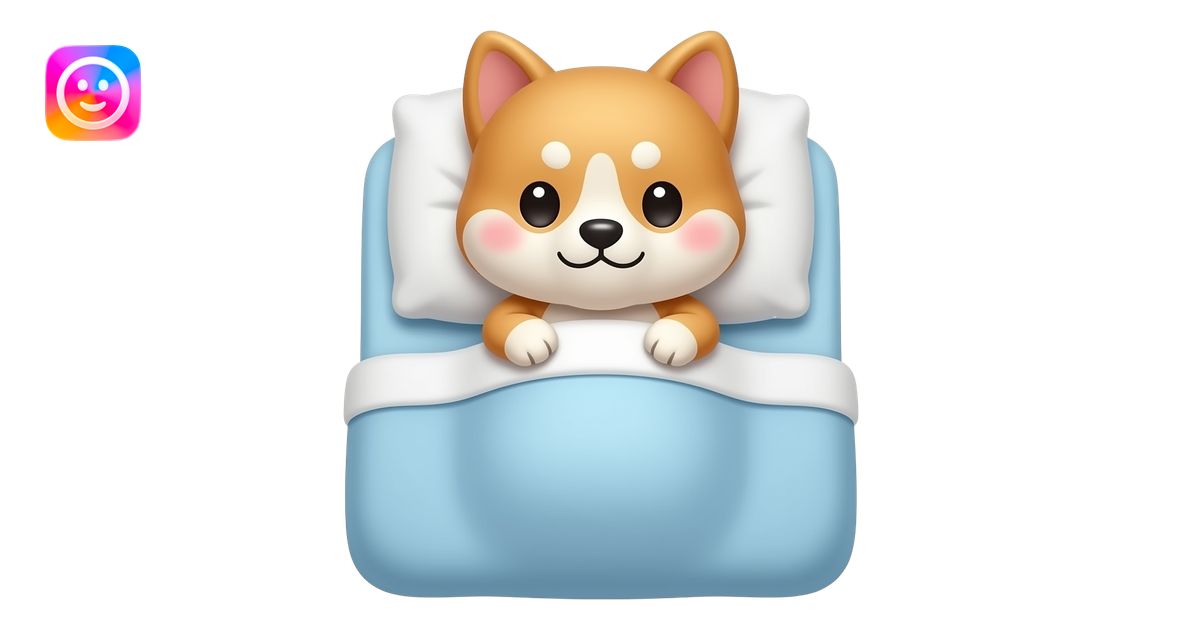 Hachiko dog in chibi cute animation tucked in bed , waking up emoji ...
