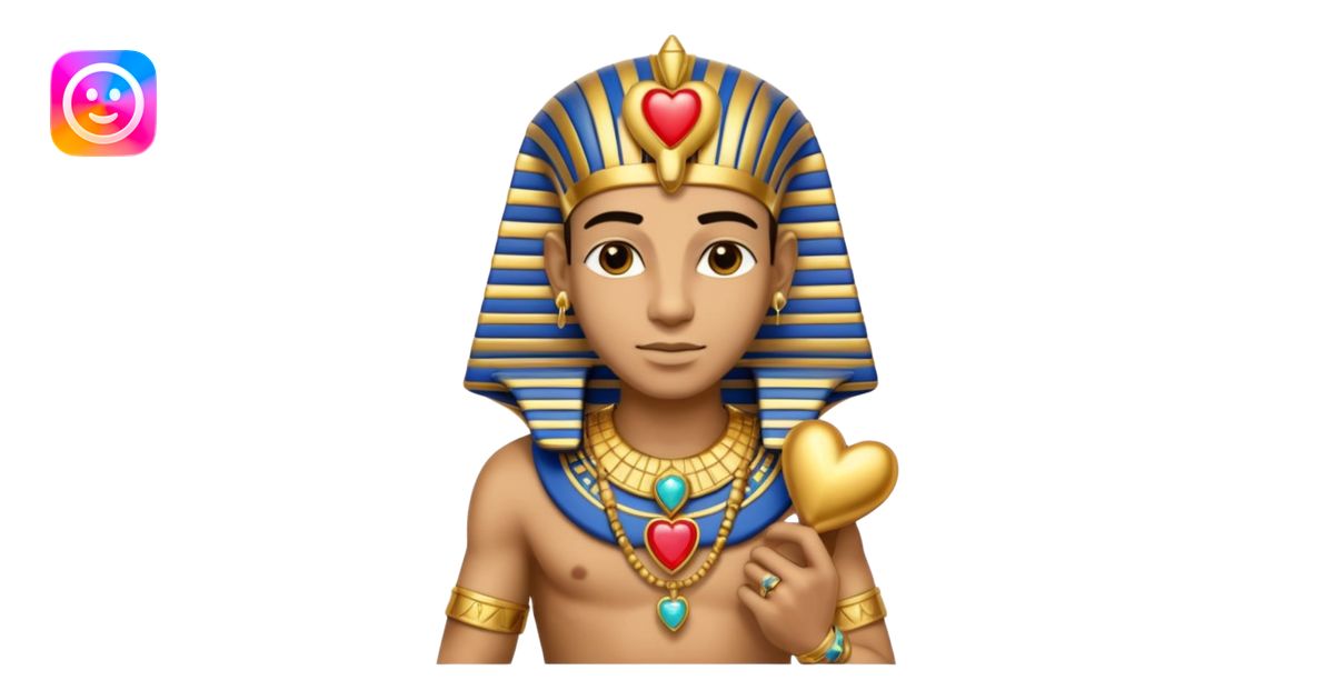 Pharaoh holding heart emoji | AI Emoji Generator