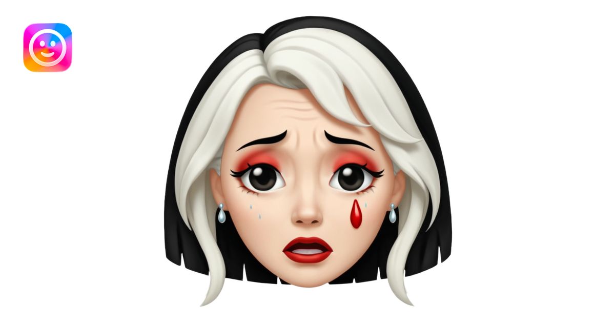 Cruella de vi crying emoji | AI Emoji Generator