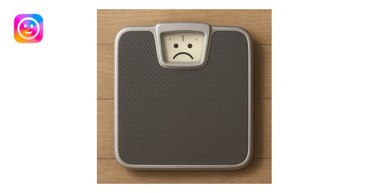 realistic illustration of a weighing scale with a sad face symbol on ...