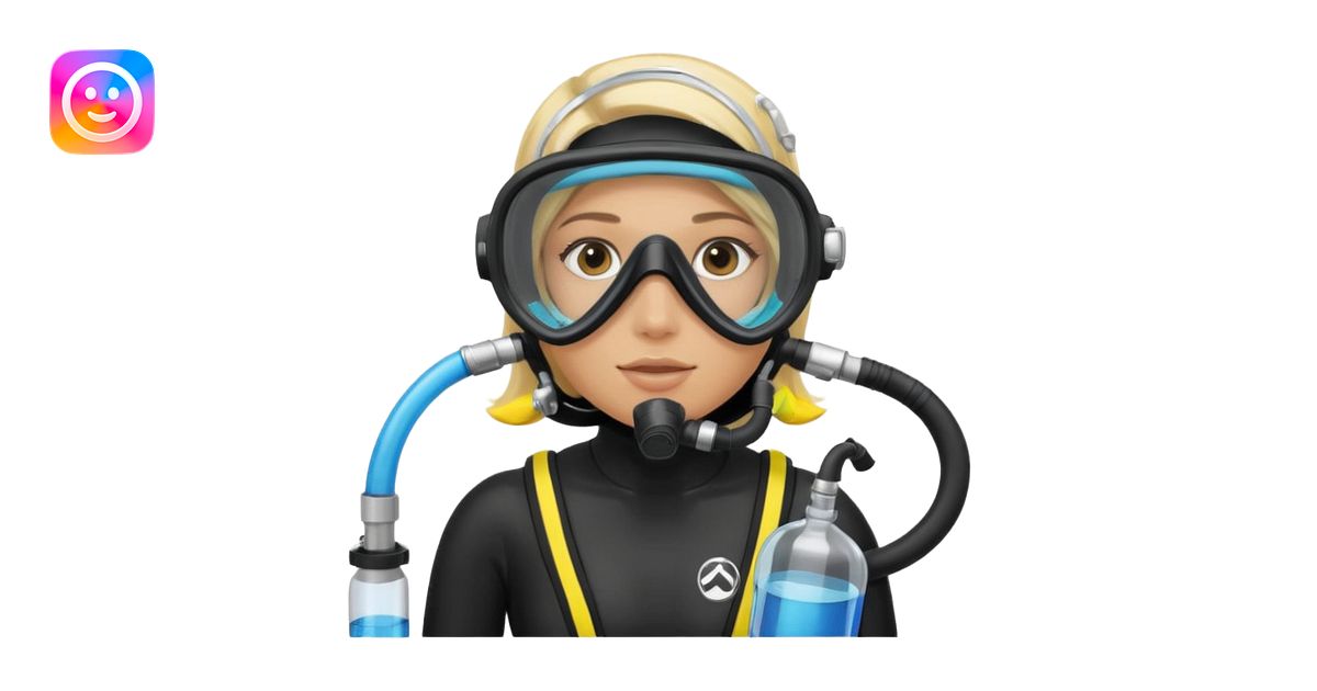 scuba diving girl blonde with oxygen tank emoji | AI Emoji Generator