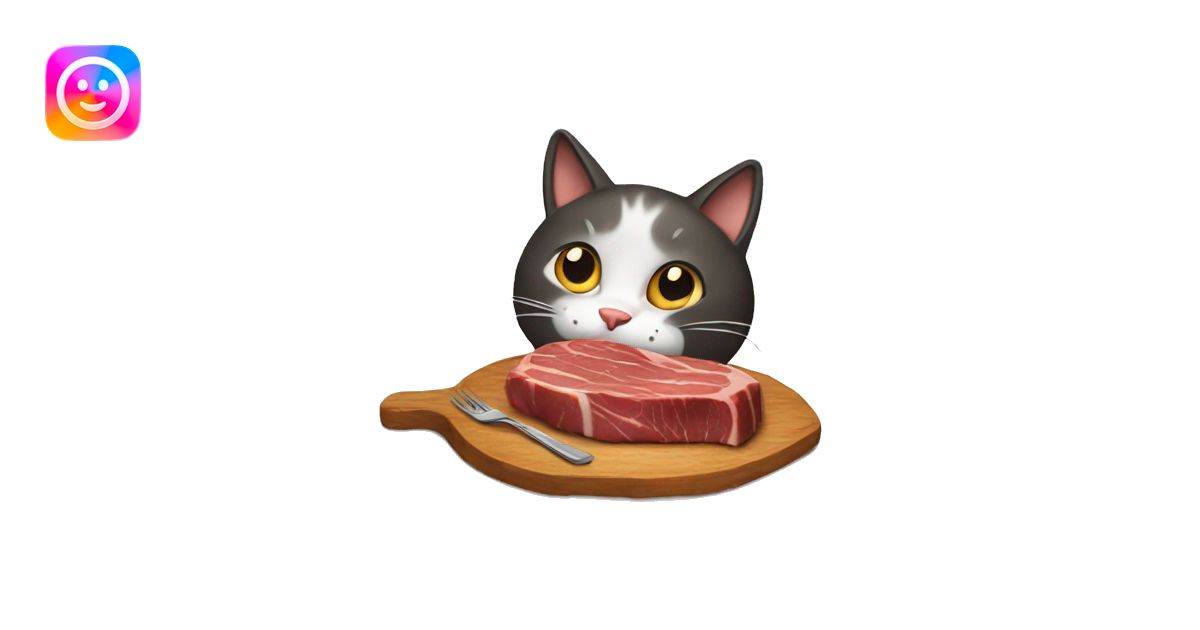 cat eating steak emoji | AI Emoji Generator