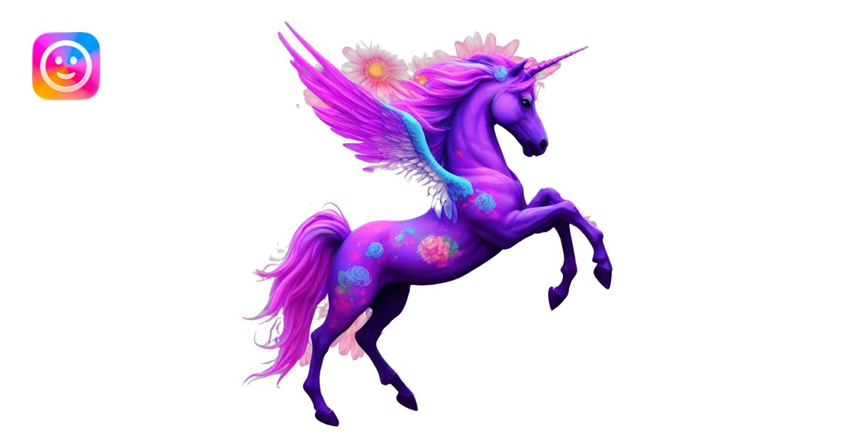 Zombie Pegasus unicorn psychedelic flowers floral groovy art neon rave ...