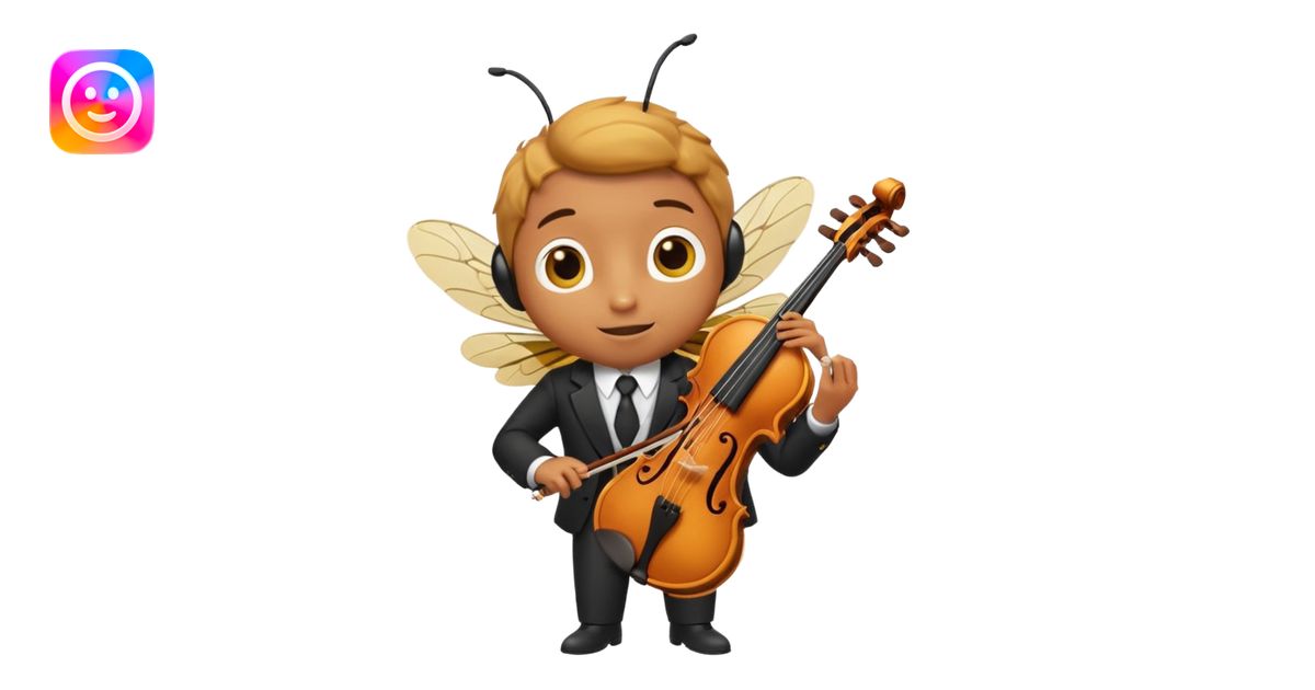 Bee playing violin on his shoulders emoji | AI Emoji Generator