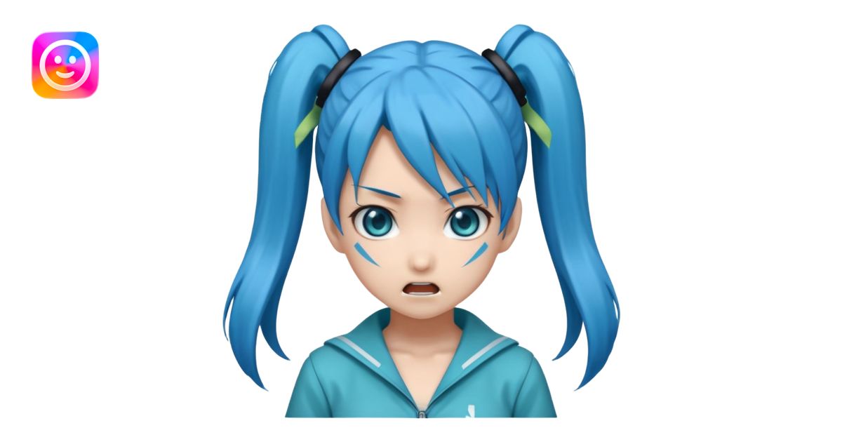 Hatsune Miku angry twintail emoji | AI Emoji Generator
