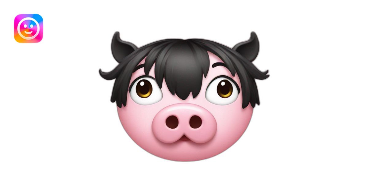 Pig nose with black wig emoji | AI Emoji Generator