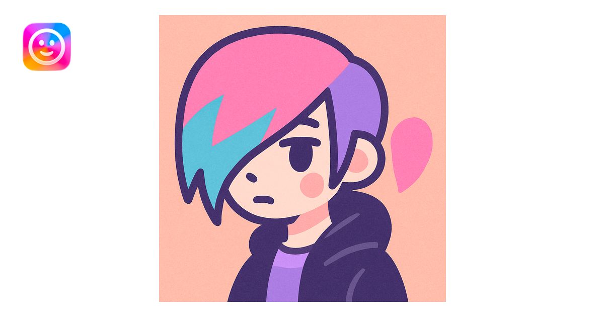 pastel emo profile picture with a heart accent, cute, expressive ...