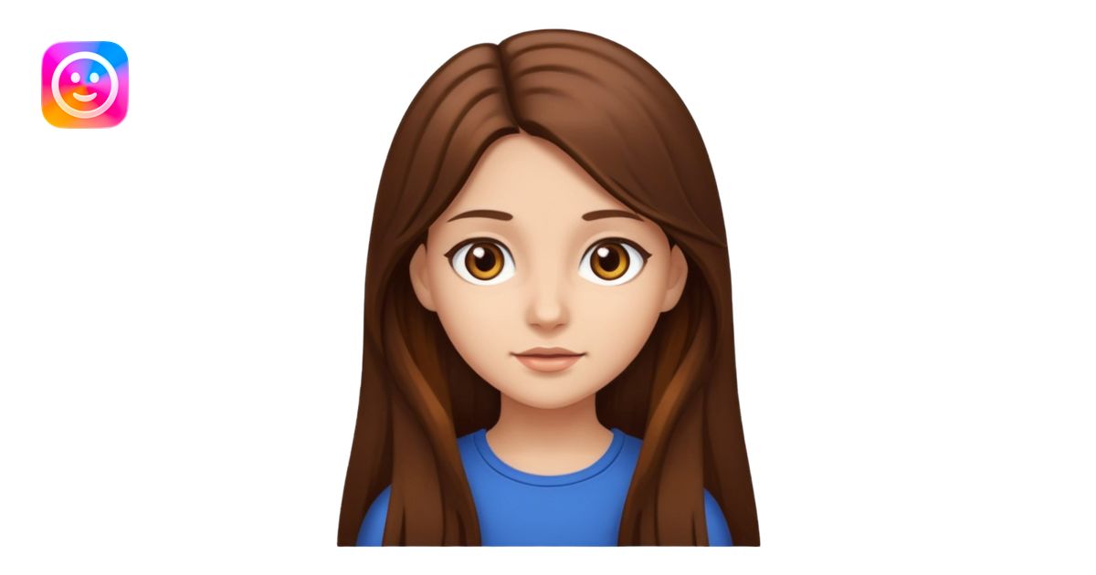 Emoji Fille cheveux long et brun yeux brun emoji | AI Emoji Generator