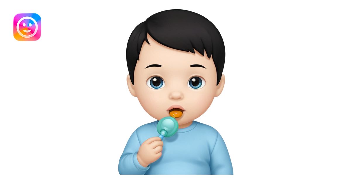a black hair baby with pacifier emoji | AI Emoji Generator