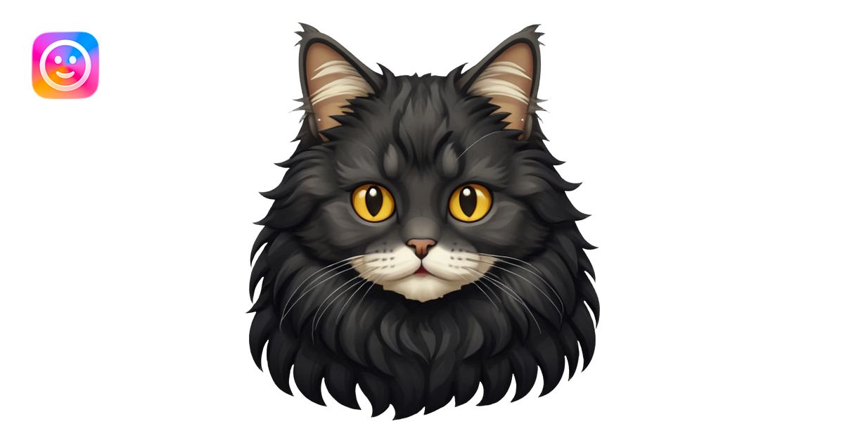 Black Mainecoon cat emoji | AI Emoji Generator