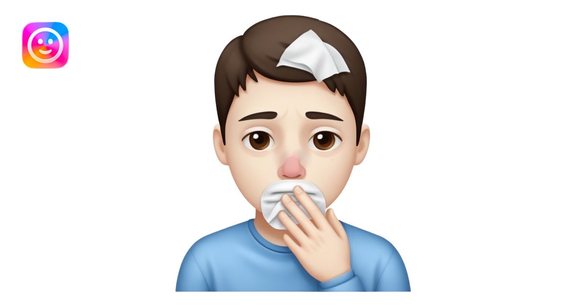 sick person with tissue on nose, and is shaking. emoji | AI Emoji Generator