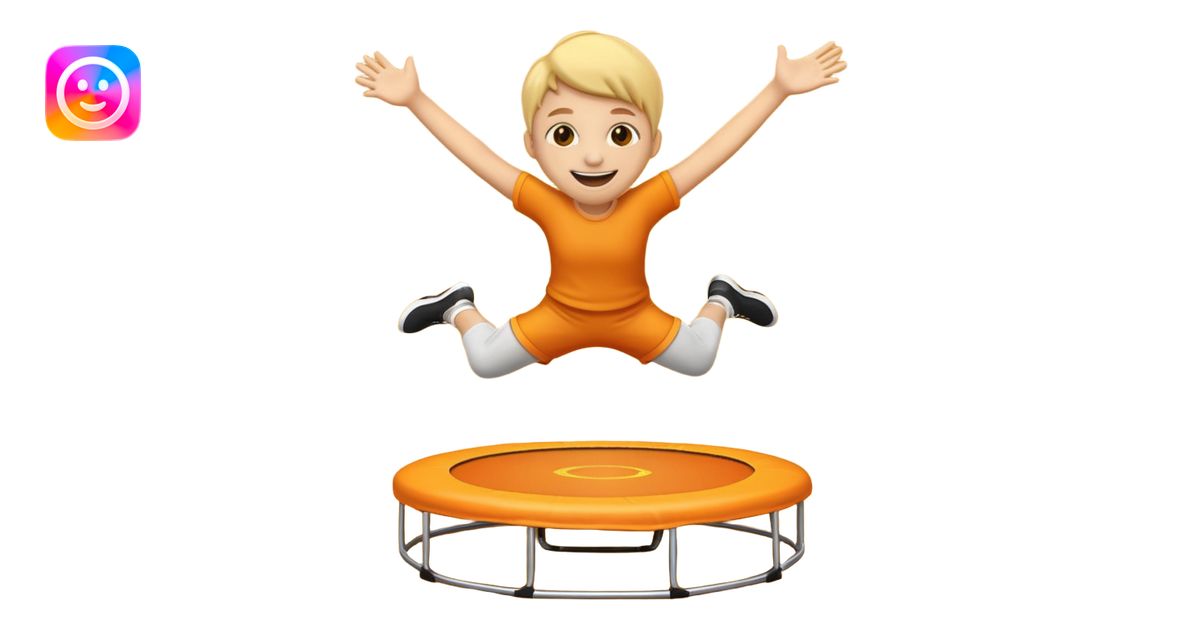 an emoji jumping on a orange trampoline emoji | AI Emoji Generator
