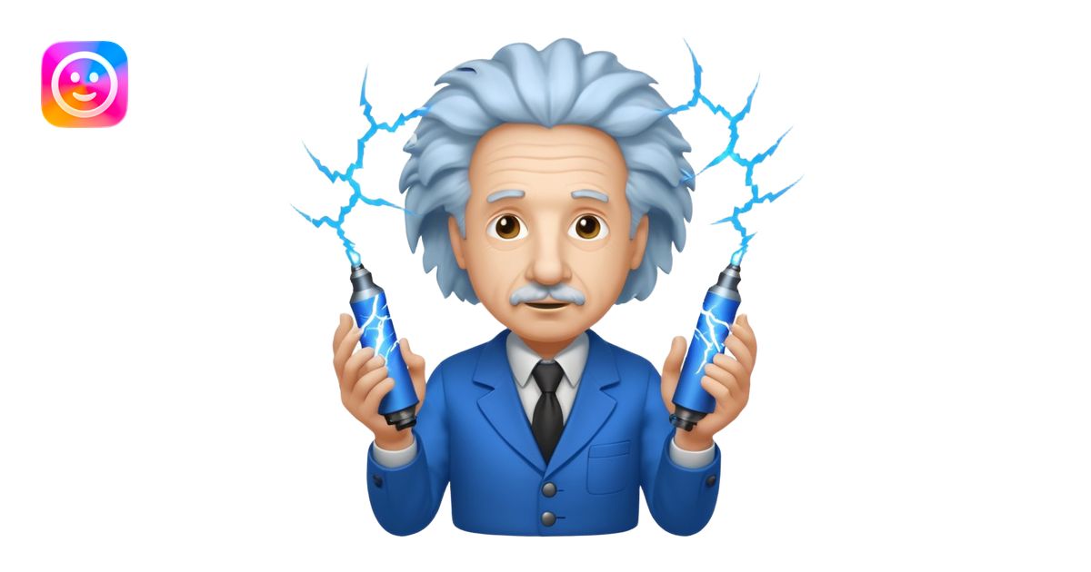 make albert einstein holding two tesla coils with lightning emoji | AI ...