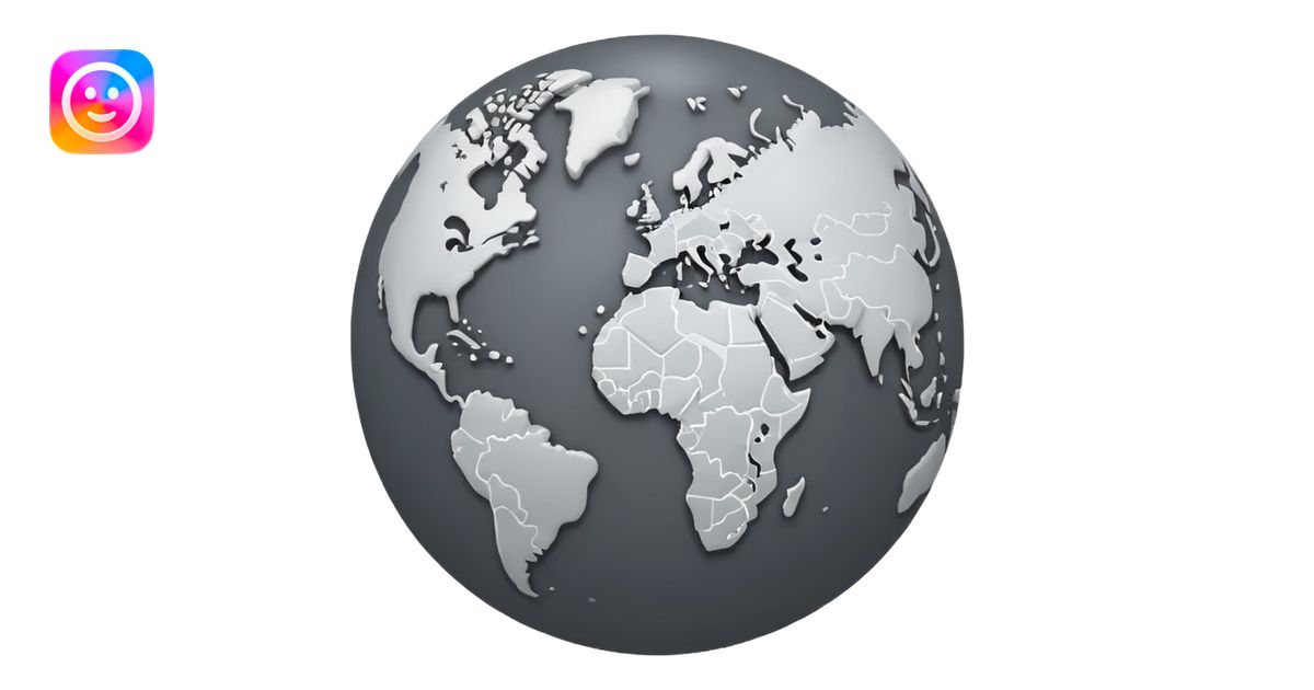 stylized globe with network lines and nodes, grey and white emoji | AI ...