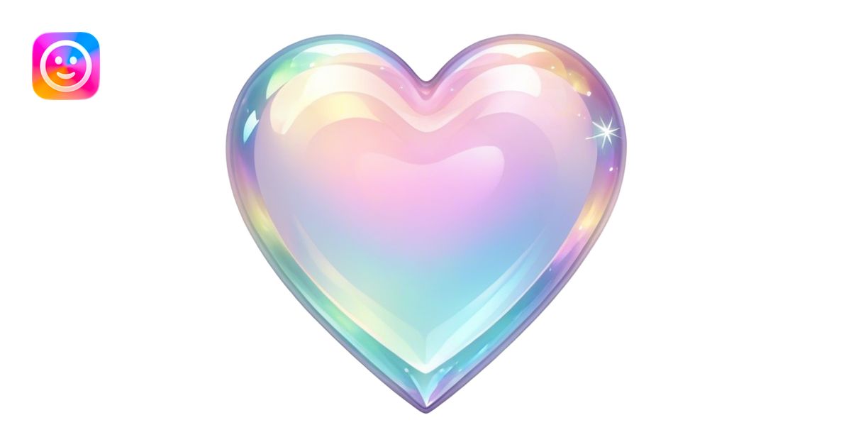 Sparkly glossy Pastel iridescent glass crystal glass heart emoji | AI ...