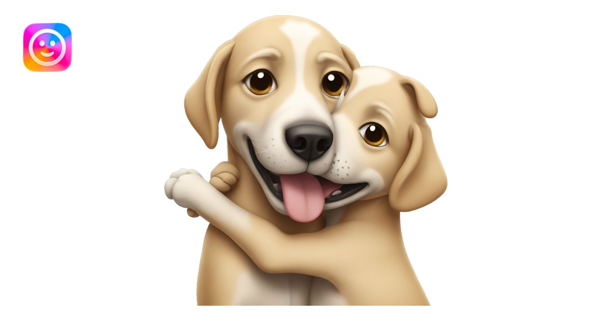 Two dogs hugging silly emoji | AI Emoji Generator