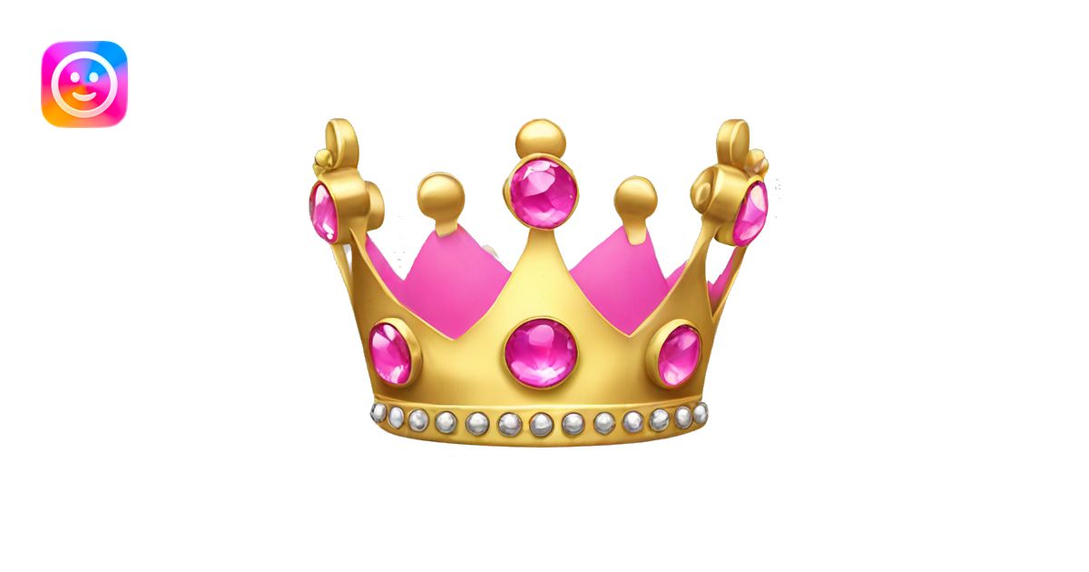 Simple gold queen crown with pink jewels emoji | AI Emoji Generator