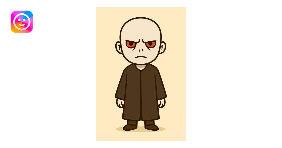 Full body illustration of Voldemort in a cute, cartoon, and simplified ...