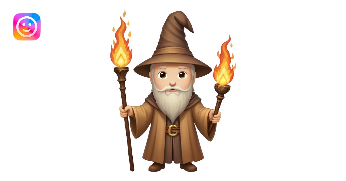 Wizard with torch emoji | AI Emoji Generator