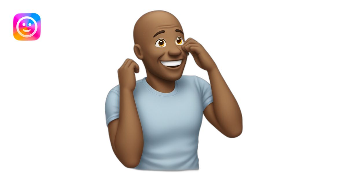 Man laughing and putting his hand in the back of his head emoji | AI ...
