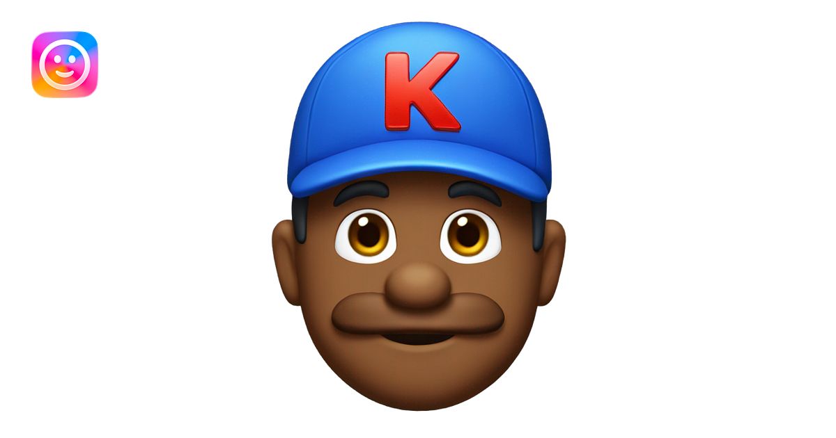Brown Mario blue hat letter k emoji | AI Emoji Generator