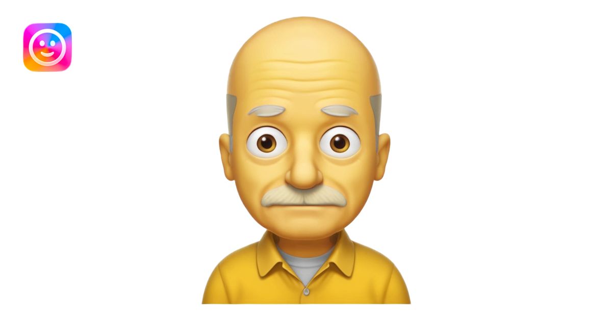 A 3D cartoon close-up portrait of an elderly yellow character styled ...