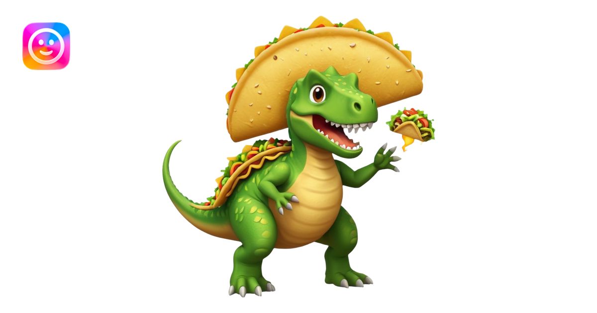 Dinosaur farting out a explosion with a taco emoji | AI Emoji Generator