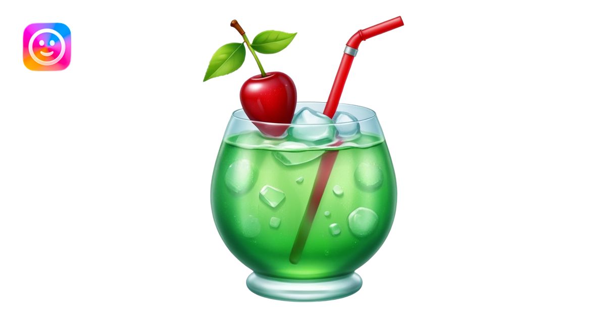 Create an emoji with a very clear rounded glass and ice, bright ...