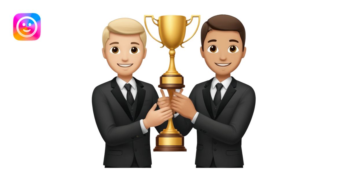 winner ceremony with one guy handing another guy a trophy emoji | AI ...