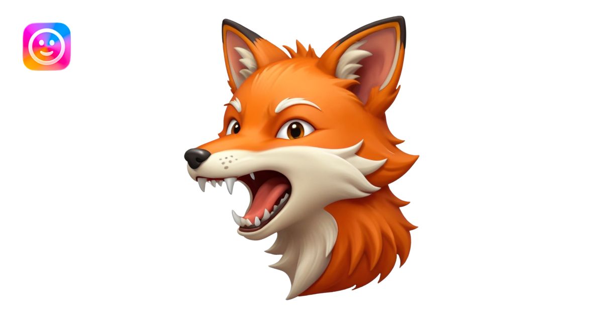 Angry Fox mouth open, scary teeth, side view emoji | AI Emoji Generator