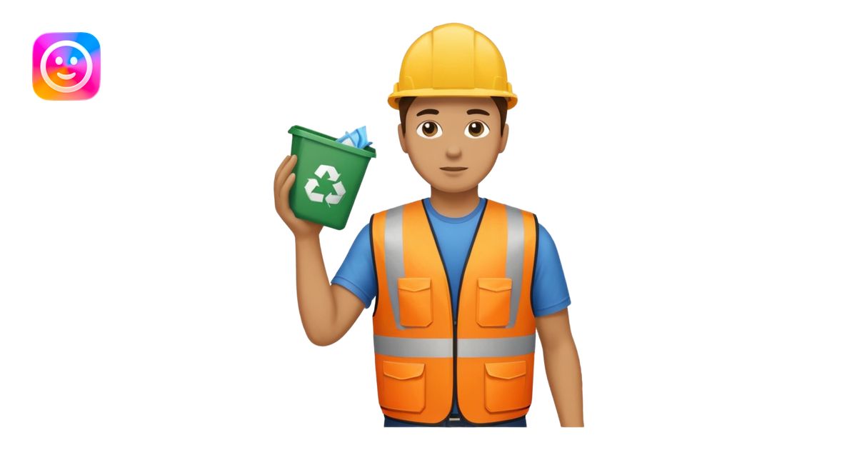 Waste Management, safety vest, trash picker emoji | AI Emoji Generator