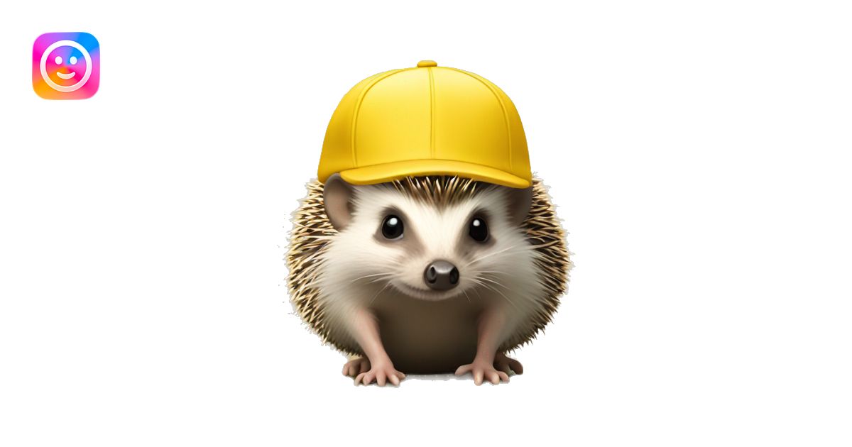hedgehog with a yellow back cap emoji | AI Emoji Generator
